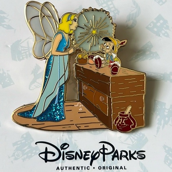Disney | Accessories | Disney Parks Blue Fairy Pinocchio Glitter Pin ...